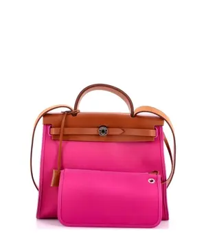 Hermès 31 Herbag Zip Leather And Toile - Pink