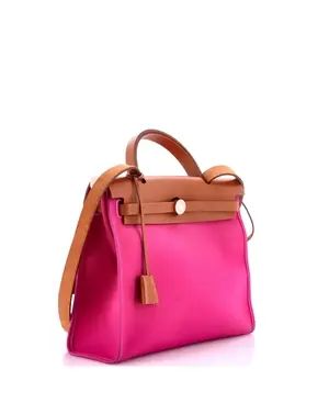 Hermès 31 Herbag Zip Leather And Toile - Pink