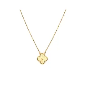 VAN CLEEF & ARPELS Vintage Alhambra Pendant Necklace Guilloche 18k 18.5 - Gold
