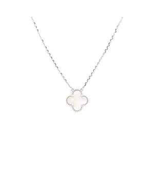 VAN CLEEF & ARPELS Vintage Alhambra Pendant Necklace 18k Gold And Mother Of Pearl, 16.25 - White
