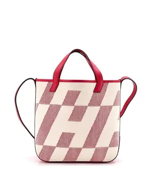 Hermès 27 Cabas H En Biais Tote Canvas With Leather - Pink