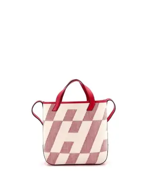 Hermès 27 Cabas H En Biais Tote Canvas With Leather - Pink