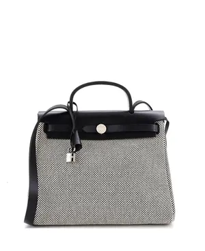 Hermès 31 Herbag Zip Criss Viking Toile And Leather - Black