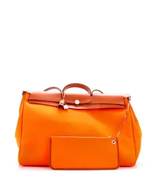 Hermès Herbag Cabine Toile And Leather - Orange