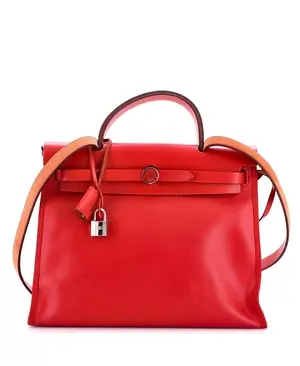 Hermès 31 Herbag Zip Berline Vache Canvas And Leather - Red