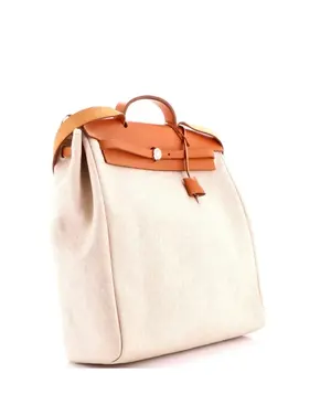 Hermès Gm Herbag Toile And Leather - Neutral