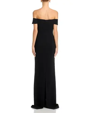 Rickie Freeman For Teri Jon Crepe Asymmetric Neck Embellished Gown