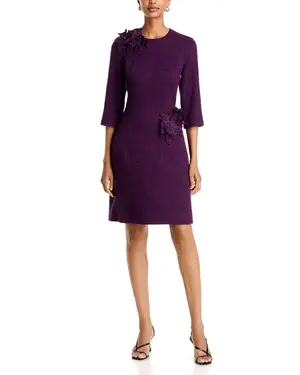 Rickie Freeman For Teri Jon 3d Flower Boucle A Line Dress