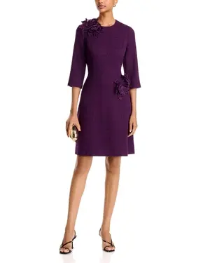 Rickie Freeman For Teri Jon 3d Flower Boucle A Line Dress