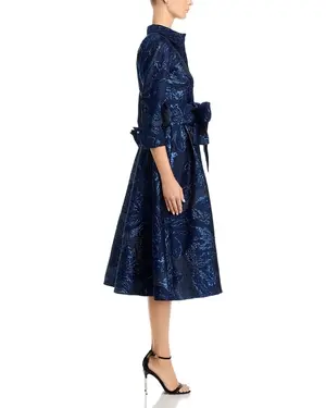 Rickie Freeman For Teri Jon Metallic Jacquard Shirtdress