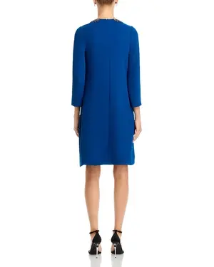 Rickie Freeman For Teri Jon Embellished Three Quarter Sleeve Shift Dress