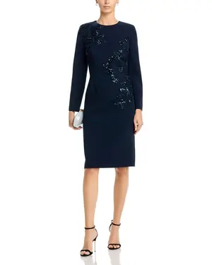 Rickie Freeman For Teri Jon Sequin Floral Applique Sheath Dress