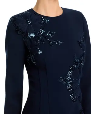 Rickie Freeman For Teri Jon Sequin Floral Applique Sheath Dress