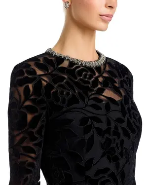 Rickie Freeman For Teri Jon Velvet Burnout Peplum Dress