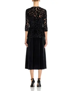 Rickie Freeman For Teri Jon Velvet Burnout Peplum Dress