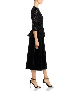 Rickie Freeman For Teri Jon Velvet Burnout Peplum Dress
