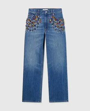 Stella McCartney Crystal-embellished Straight-leg Jeans - Blue
