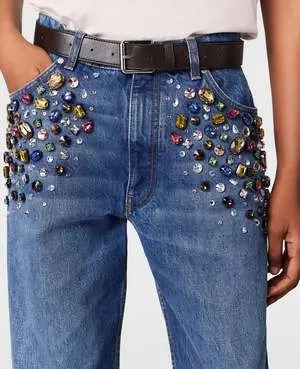 Stella McCartney Crystal-embellished Straight-leg Jeans