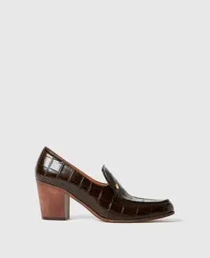 Stella McCartney Croc-embossed Block-heel Loafers