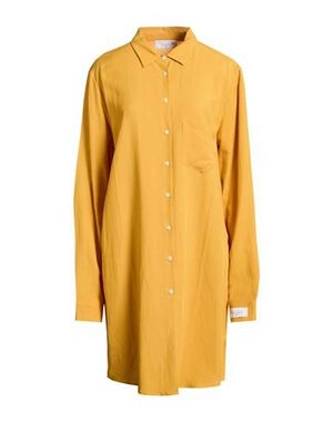 GAELLE PARIS Mini Dress Mustard Size Viscose, Linen - Yellow