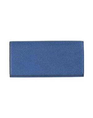 VALEXTRA Woman Wallet Ivory Size - Calfskin Blue