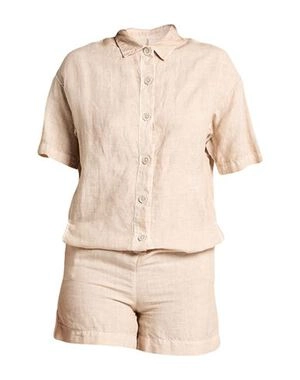 120% Lino Playsuit Size Linen - Beige