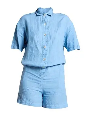 120% Lino Playsuit Size Linen - Blue