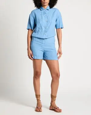 120% Lino Playsuit Size Linen - Blue