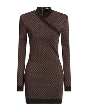 Balmain Mini Dress Size Merino Wool, Polyester - Brown