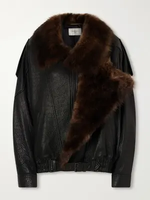 Saint Laurent Belted Shearling Jacket - Black