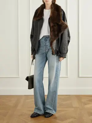 Saint Laurent Belted Shearling Jacket
