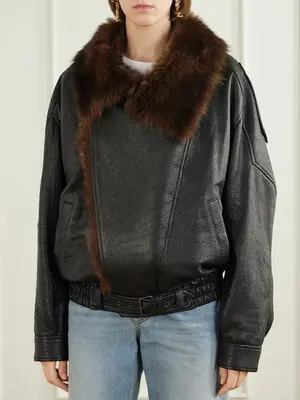 Saint Laurent Belted Shearling Jacket