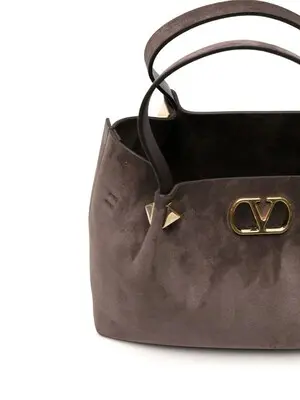 Valentino Garavani Vlogo Signature Large Suede Leather Tote