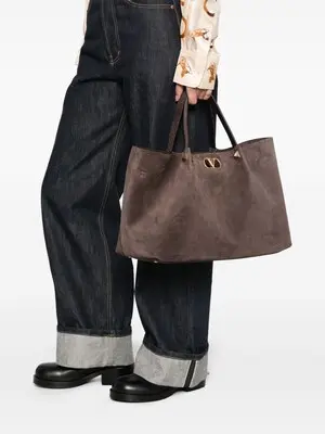 Valentino Garavani Vlogo Signature Large Suede Leather Tote