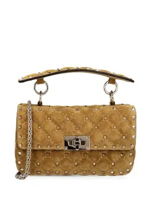 Valentino Garavani Rockstud Spike Small Leather Shoulder Bag - Beige