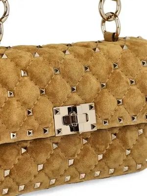 Valentino Garavani Rockstud Spike Small Leather Shoulder Bag - Beige