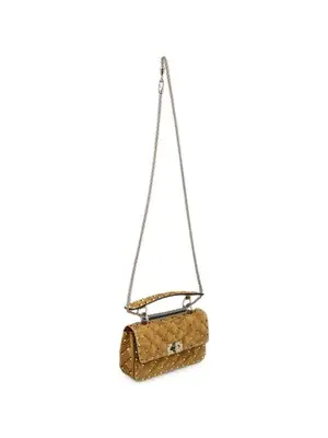 Valentino Garavani Rockstud Spike Small Leather Shoulder Bag - Beige