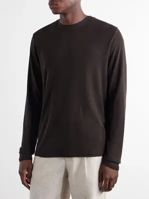 Nn07 Clive Waffle-knit Cotton And Modal-blend T-shirt - Brown