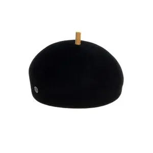 SIBI HATS Cloé Beret Hat With Yellow Swirl - Black