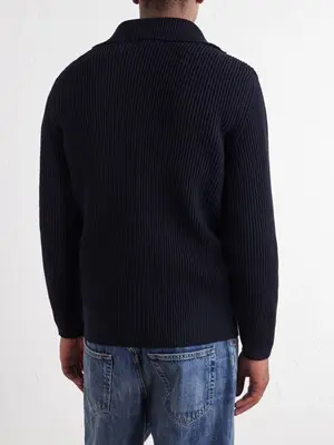 S.N.S. HERNING Fender Ribbed Wool Half-zip Sweater