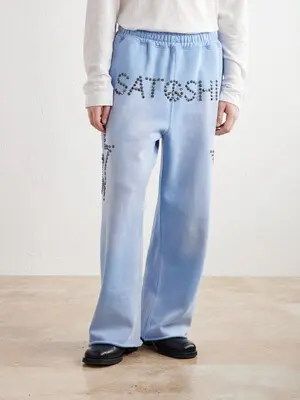SATOSHI NAKAMOTO Straight-leg Studded Cotton-jersey Sweatpants