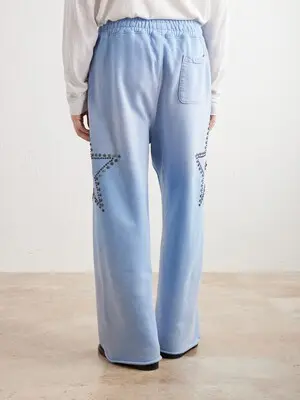 SATOSHI NAKAMOTO Straight-leg Studded Cotton-jersey Sweatpants