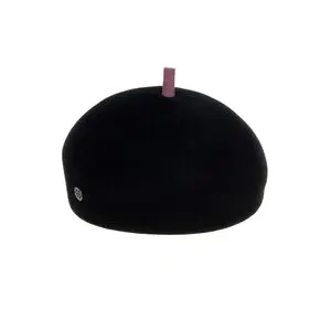 SIBI HATS Cloé Beret Hat With Purple Swirl - Black