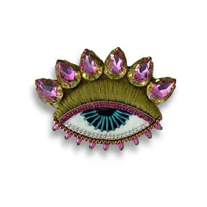 VETKA Eye Brooch With Crystals –woodland Watch - Green