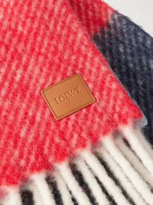 Loewe Fringed Striped Brushed Alpaca And Wool-blend Scarf
