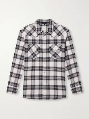 NILI LOTAN Travis Checked Cotton-flannel Shirt - Gray