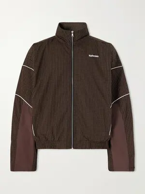 NAHMIAS Grid Checked Logo-embroidered Cotton Blouson Jacket - Brown