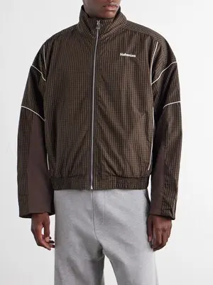 NAHMIAS Grid Checked Logo-embroidered Cotton Blouson Jacket - Brown
