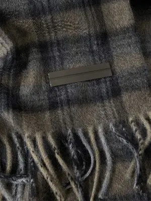 Zegna Checked Brushed Cashmere Scarf - Brown