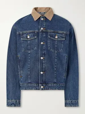 Nn07 Roy 1847 Organic Corduroy-trimmed Denim Jacket